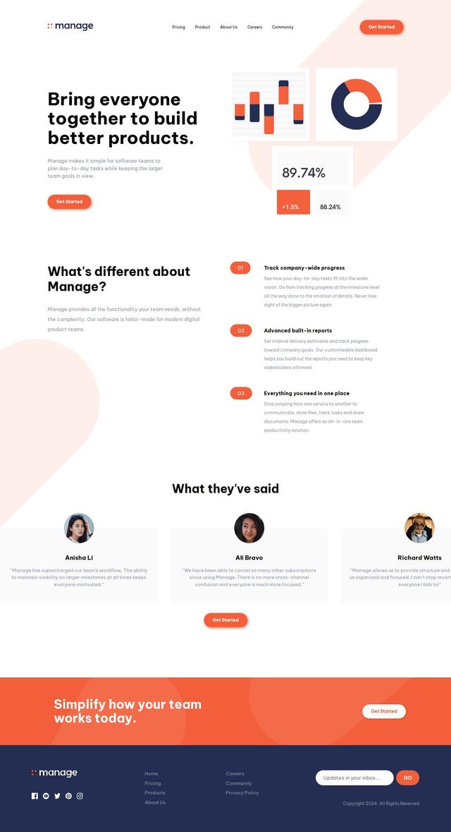 Frontend Mentor | Manage landing page built with HTML | CSS | REACT - MikDra1 coding challenge ...
