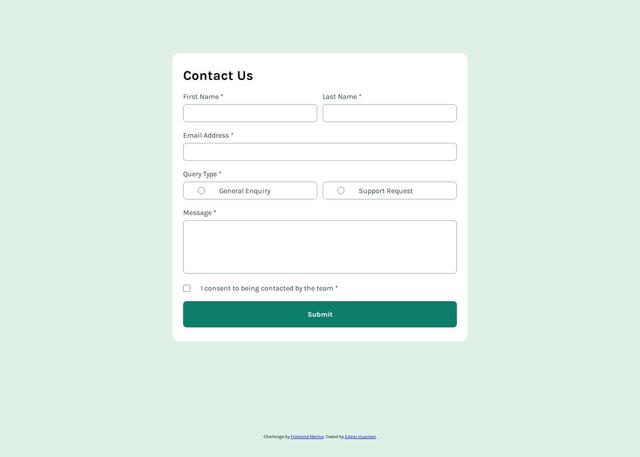 Frontend Mentor | Contact form with html, css & js using BEM methodology coding challenge solution
