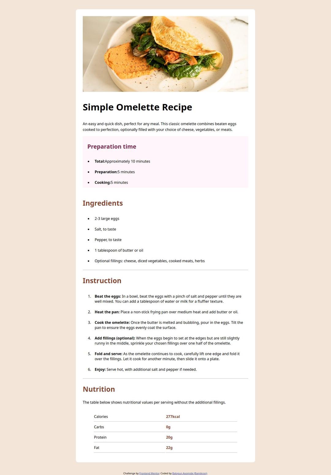 Frontend Mentor | Recipe page using HTML and basic CSS coding challenge solution