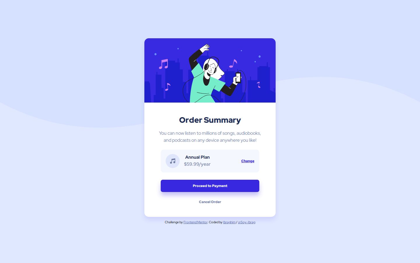 Frontend Mentor | Responsive Order Summary Component using HTML CSS Flexbox coding challenge ...