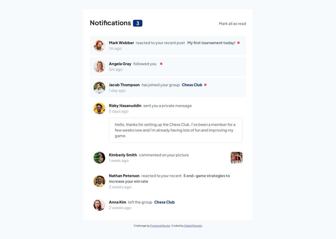 Frontend Mentor | Responsive notification page using Bootstrap 5 coding challenge solution
