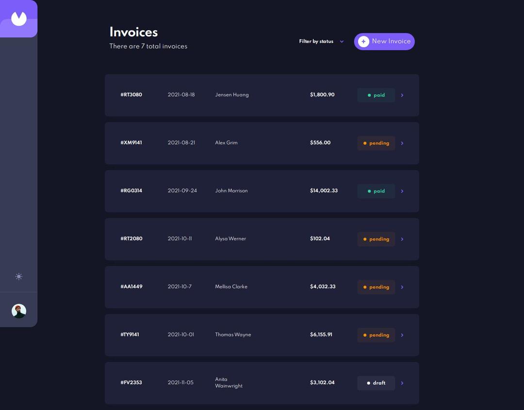 Frontend Mentor | Invoice App - Built with Angular and Bootstrap 5 coding challenge solution