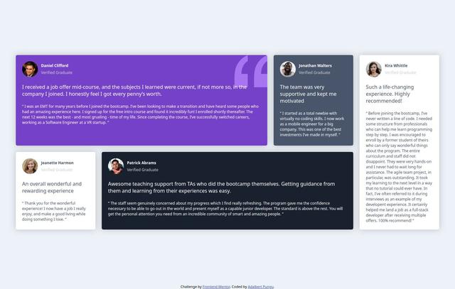 Frontend Mentor Testimonials Grid Section Coding Challenge Solution