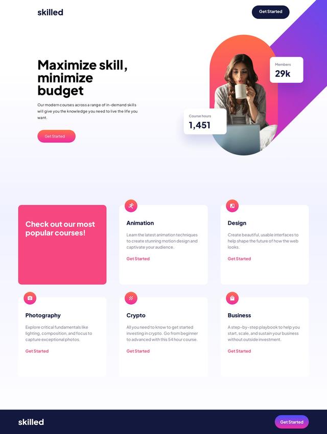 Frontend Mentor | designing skilled e-learning using tailwindcss coding challenge solution