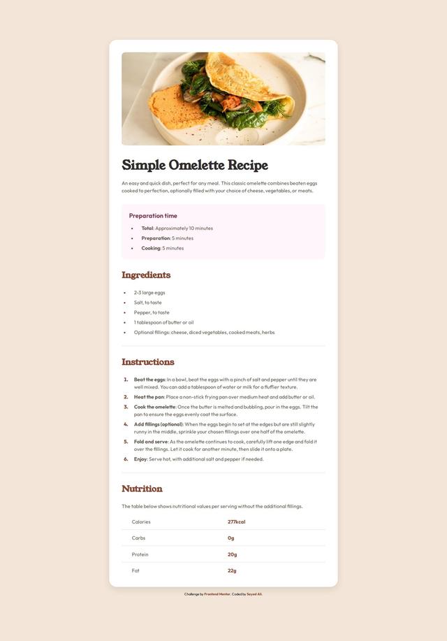 Frontend Mentor | Recipe Page using Vanilla HTML/CSS coding challenge solution