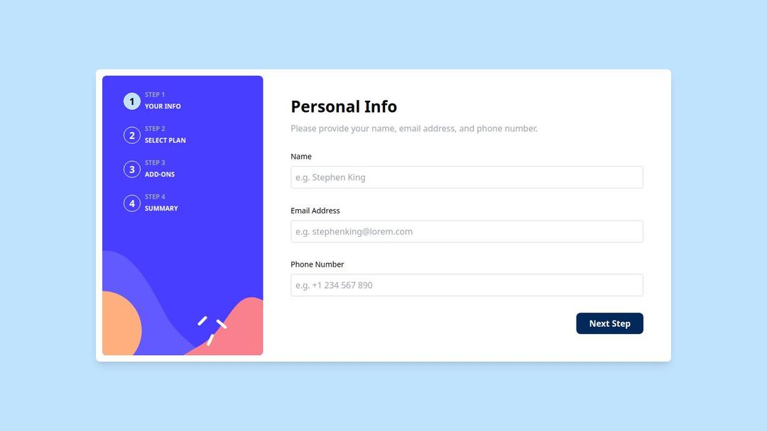 Frontend Mentor | Multi-step form using Next js coding challenge solution