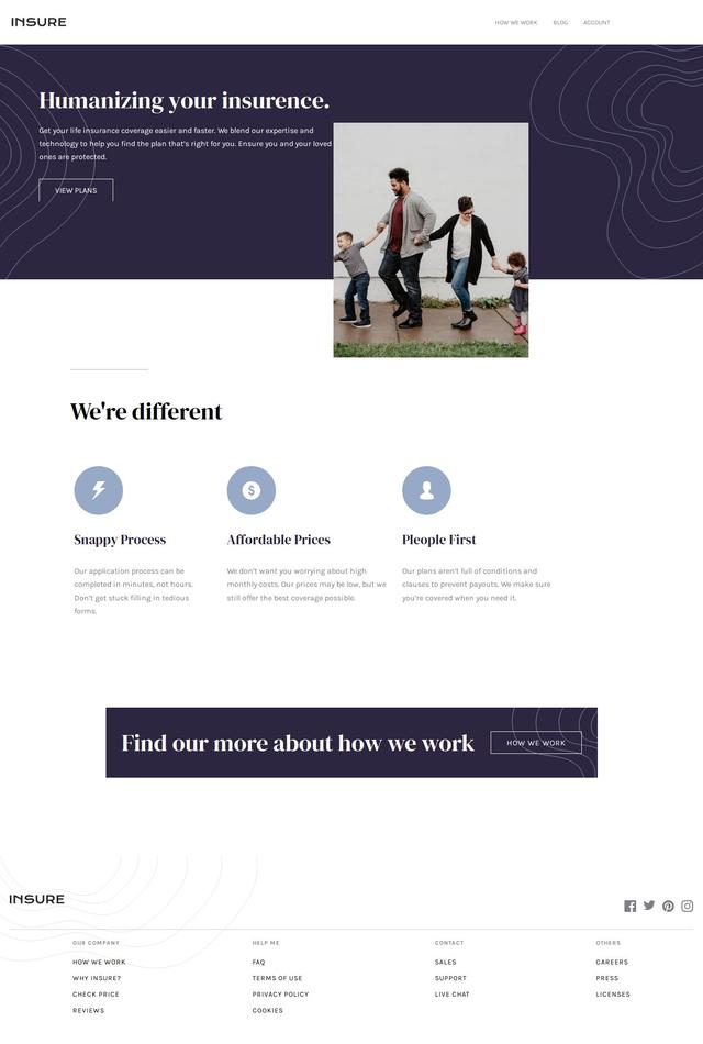 Frontend Mentor | 'insure landing page' complete coding challenge solution