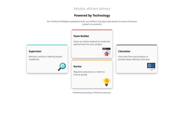 Frontend Mentor | Responsive four-card-section using flex-box and media queries coding challenge ...