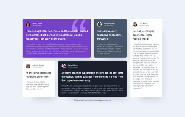 Frontend Mentor Testimonial Grid With Css Grid And Flexbox Coding Challenge Solution