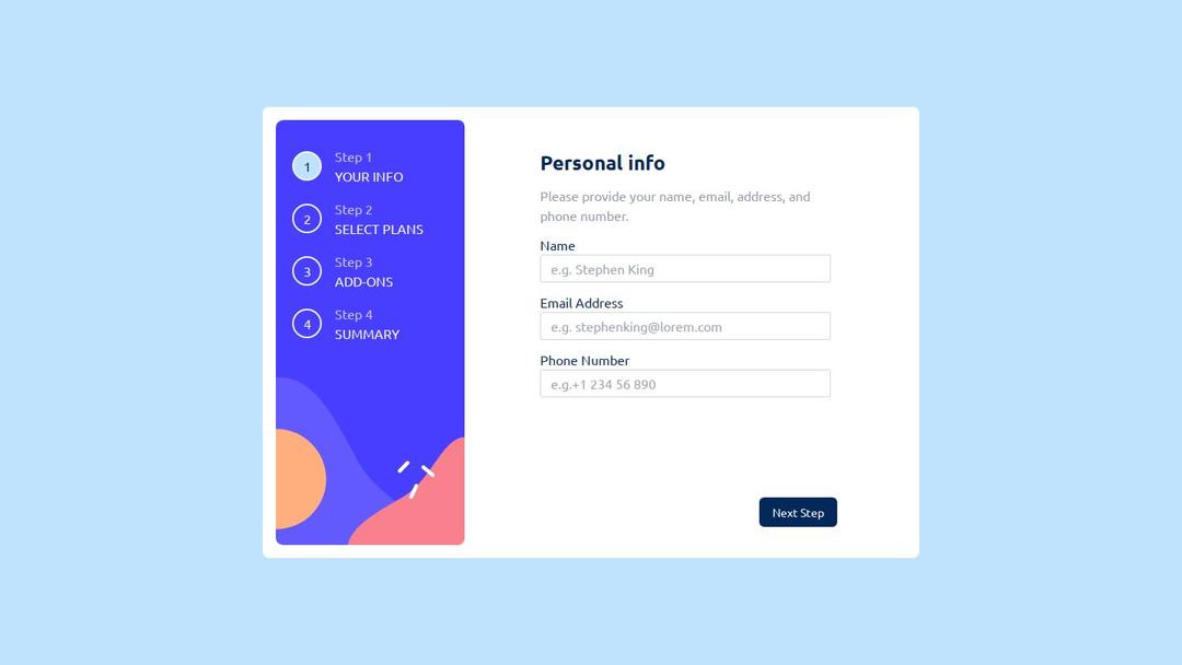 Frontend Mentor | multi-step-form using CSS flexbox with good state management coding challenge ...