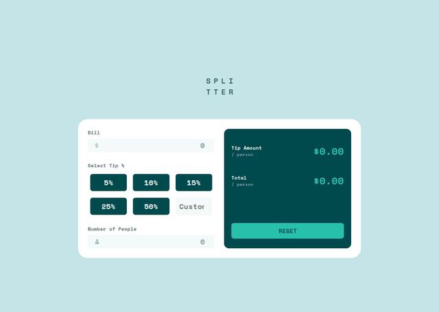 Frontend Mentor | Tip calculator. Built via vanilla javascript coding challenge solution