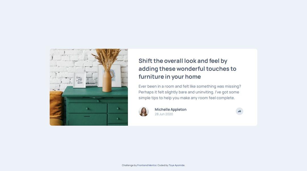 Frontend Mentor | Article preview component using html, css and js coding challenge solution