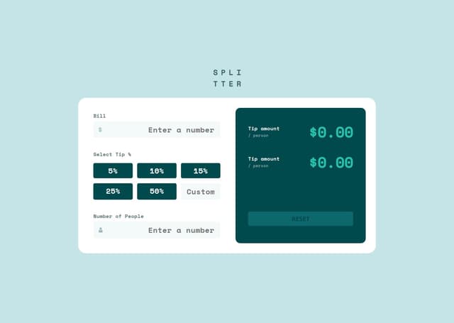 Frontend Mentor | Responsive Tip Calculator using CSS and vanilla JS for interactivity coding ...
