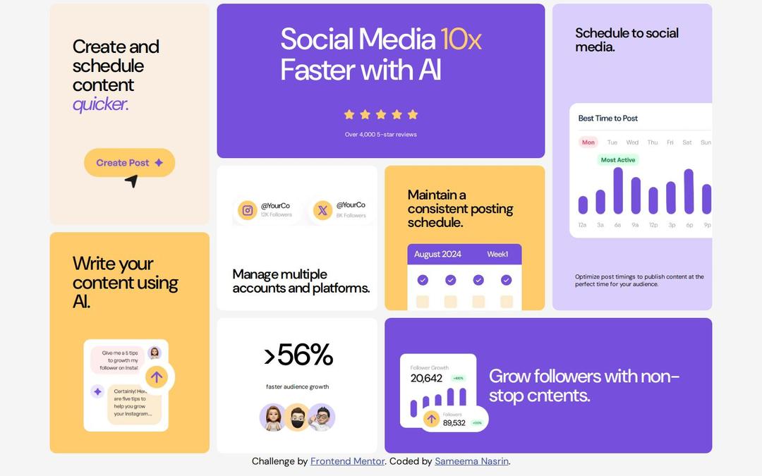 Frontend Mentor | Responsive Bento Grid using CSS Grid and Flexbox coding challenge solution