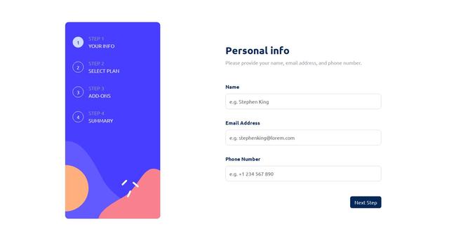 Frontend Mentor | Multi Step Form by React and bootstrap coding challenge solution