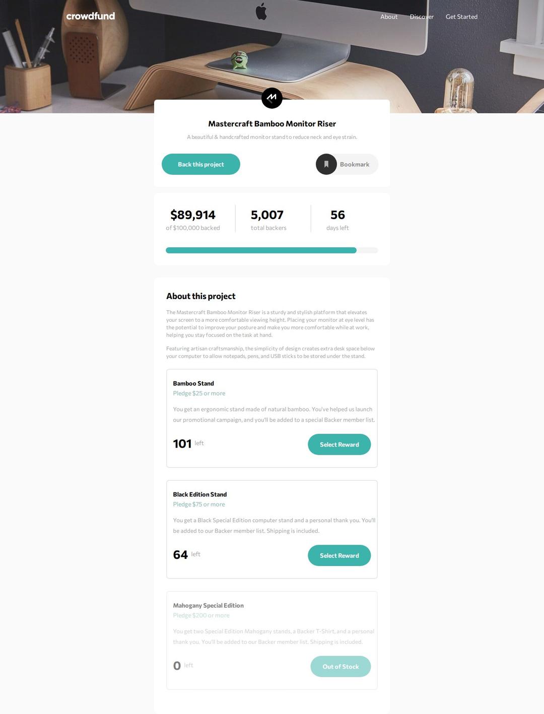 Frontend Mentor | crowdfunding-product-page using React/Next/Tailwind coding challenge solution