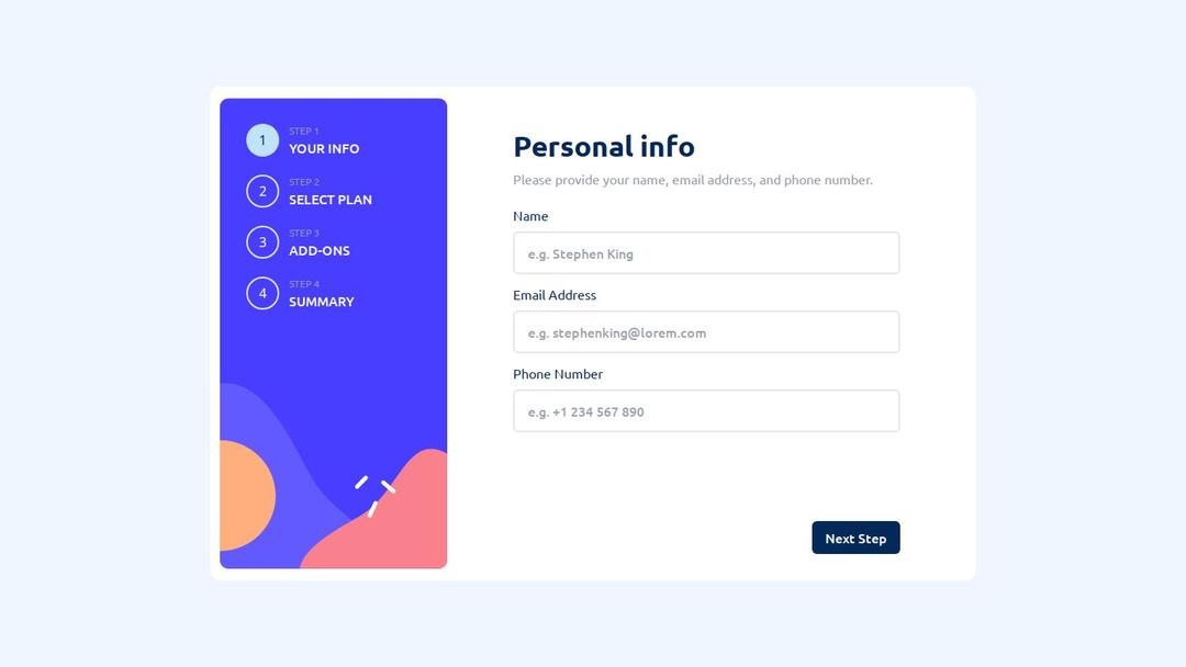 Frontend Mentor | Multi Step Form using Vite+React, Tailwind and Framer Motion coding challenge ...