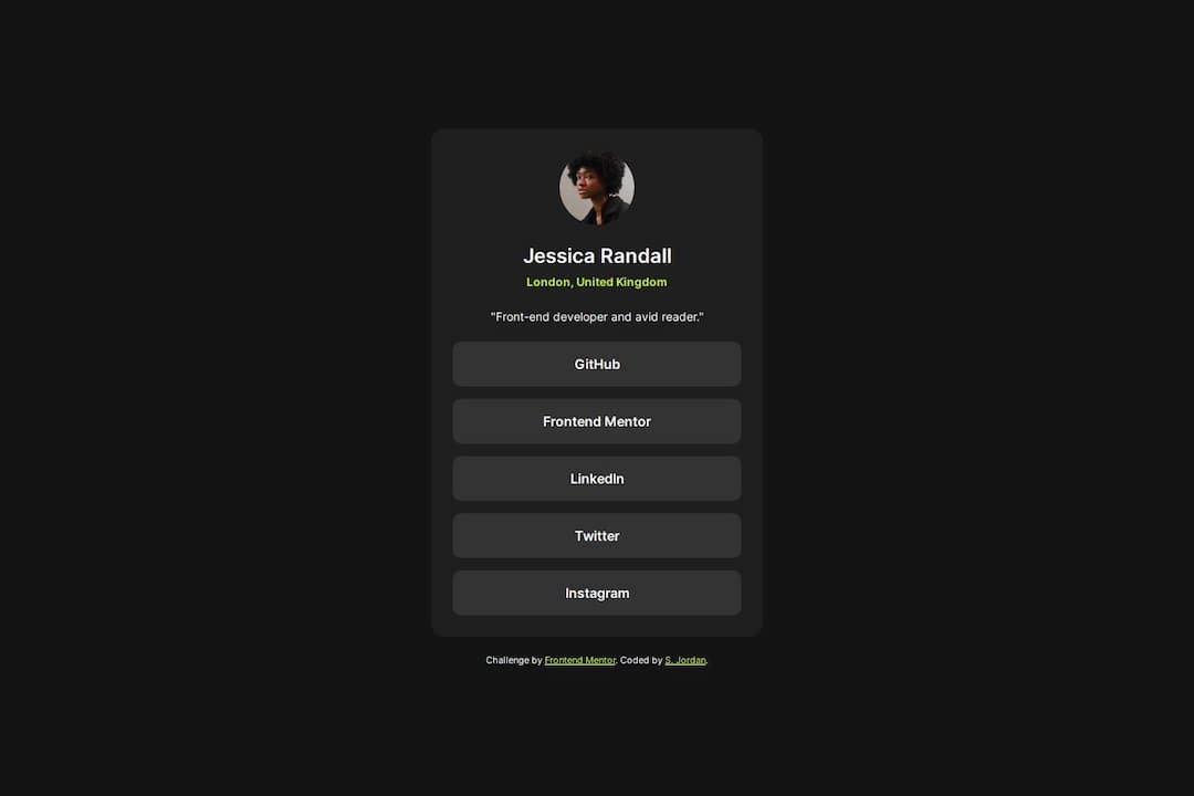 Frontend Mentor | Social Links Profile with Flexbox coding challenge solution