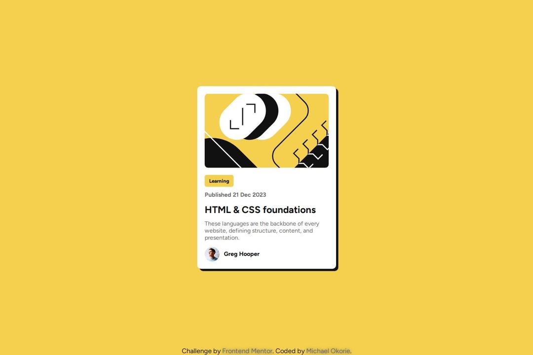 Frontend Mentor | Blog preview card using Flexbox coding challenge solution