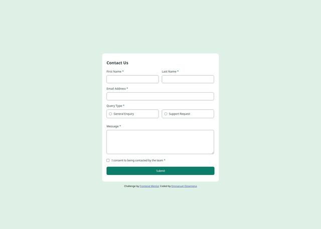 Frontend Mentor | Contact Form with HTML, CSS and JavaScript coding challenge solution