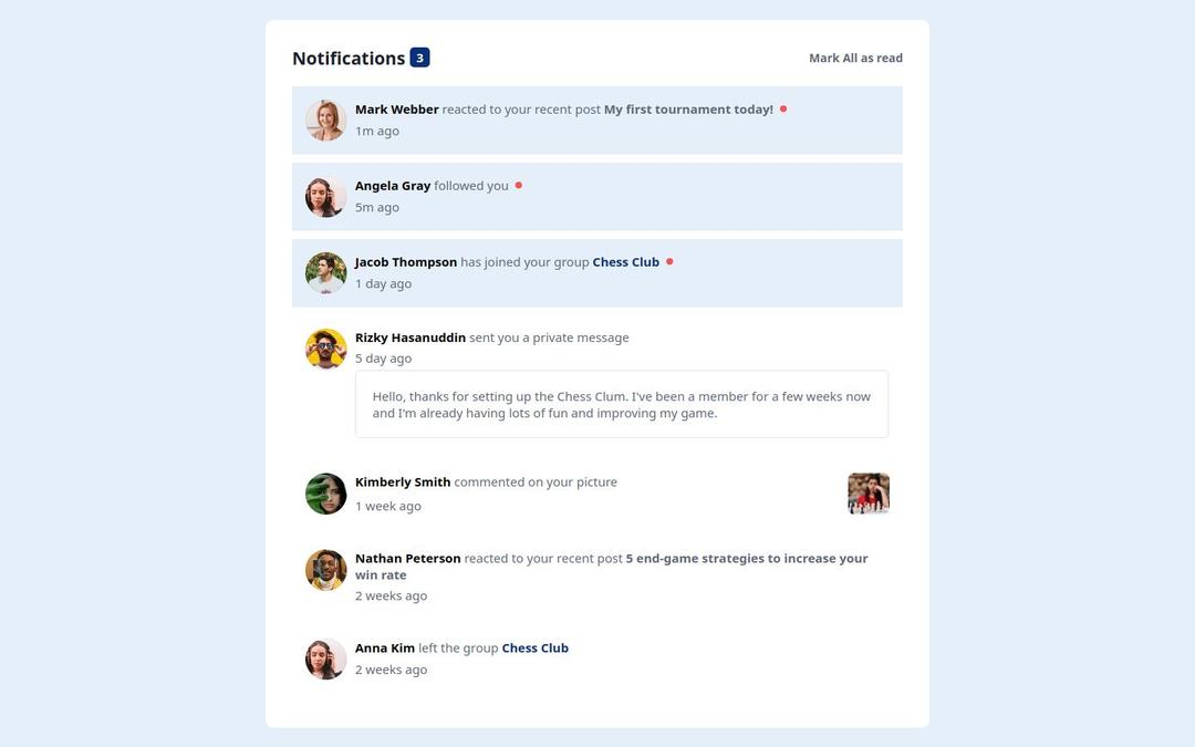 Frontend Mentor | Notification Page Challenge Solution coding challenge solution