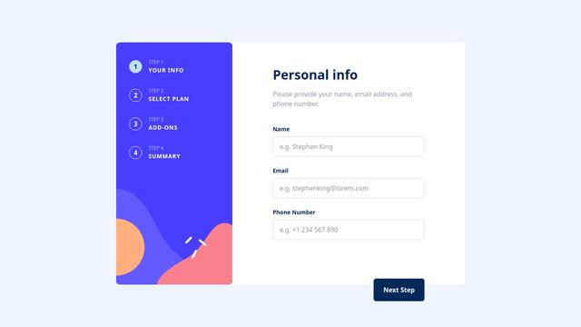 Frontend Mentor | MultiStepForm - Vue, Tailwind, VeeValidate, Yup coding challenge solution