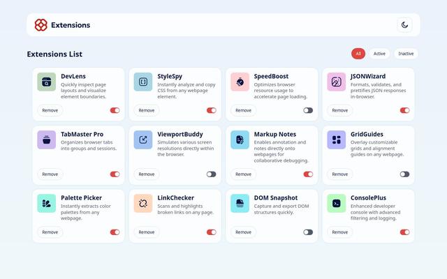 Frontend Mentor | Browser Extensions coding challenge solution