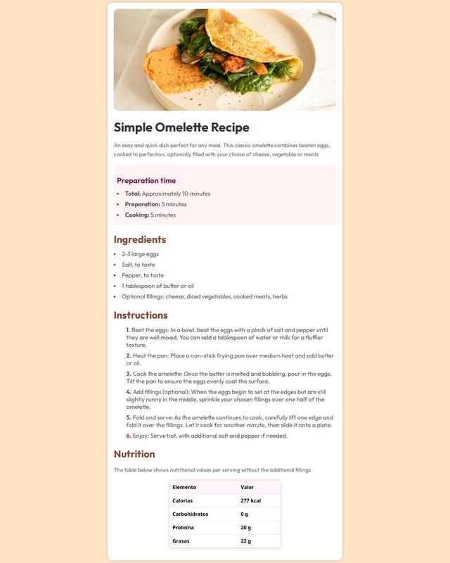 Frontend Mentor | Omelette page coding challenge solution