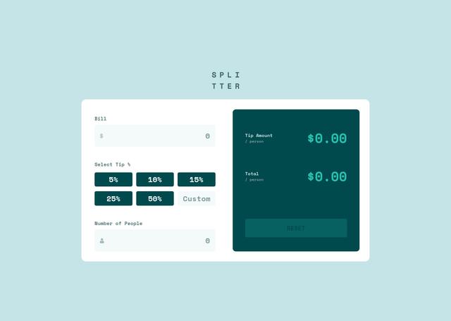 Frontend Mentor Responsive Tip Calculator App Using Css Flexbox Media Query And Js Coding