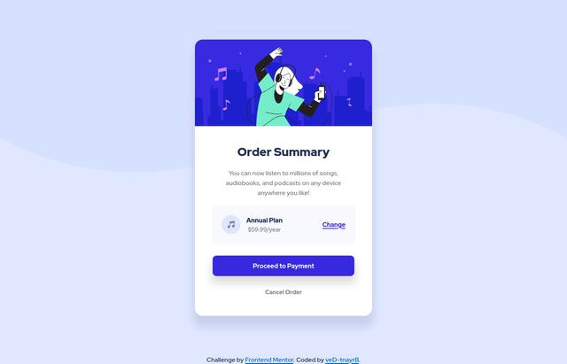 Frontend Mentor Order Summary Coding Challenge Solution