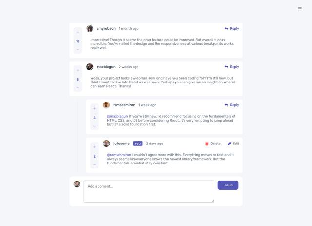 Frontend Mentor Interactive Comments Section Coding Challenge Solution