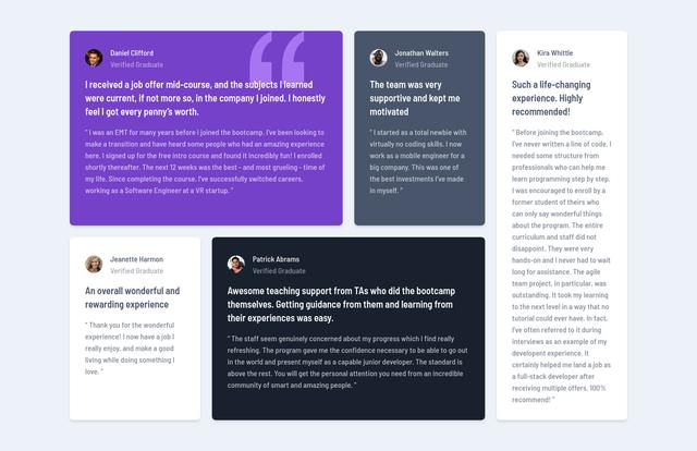 Frontend Mentor Testimonial Grid Section Using Reactjs And Tailwindcss Coding Challenge Solution