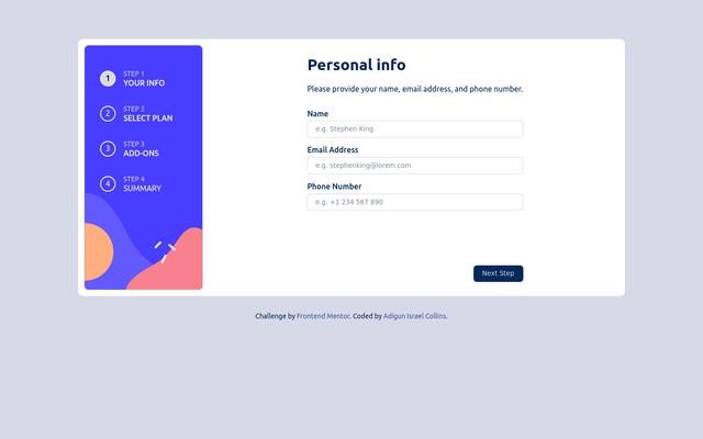 Frontend Mentor Multi Step Form Coding Challenge Solution