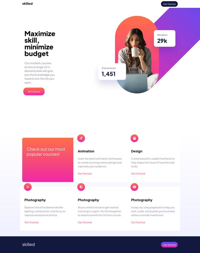 Frontend Mentor Skilled E Learning Coding Challenge Solution