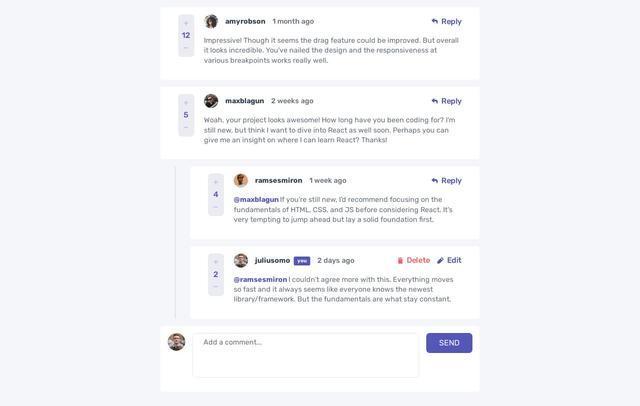 Frontend Mentor Responsive Comment Section Using Tailwindcss And Vanilla Js Coding Challenge