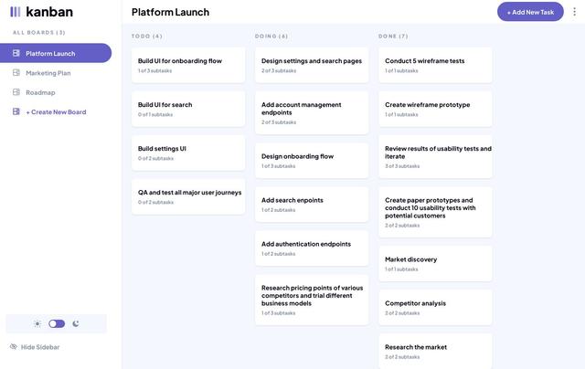 Frontend Mentor Kanban Board Made With React Redux And Tailwind
