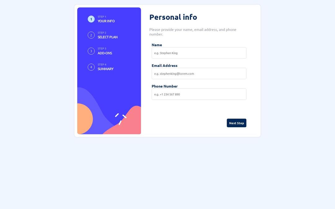 Frontend Mentor Multi Step Form Solution Using React Js And Css