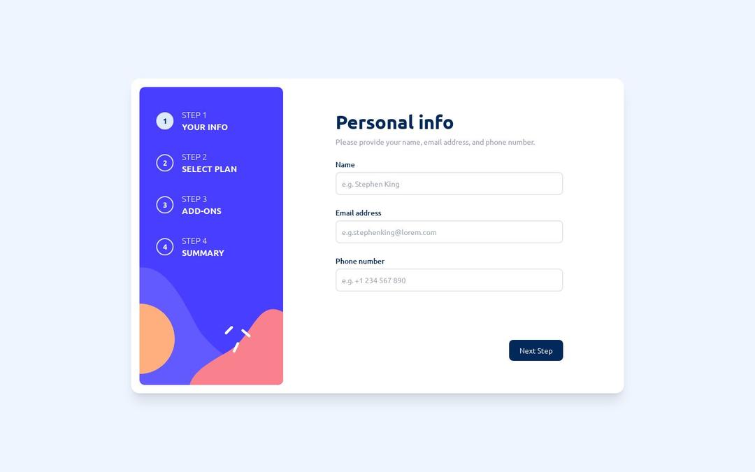 Frontend Mentor Multi Step Form Using React Js Tailwindcss And