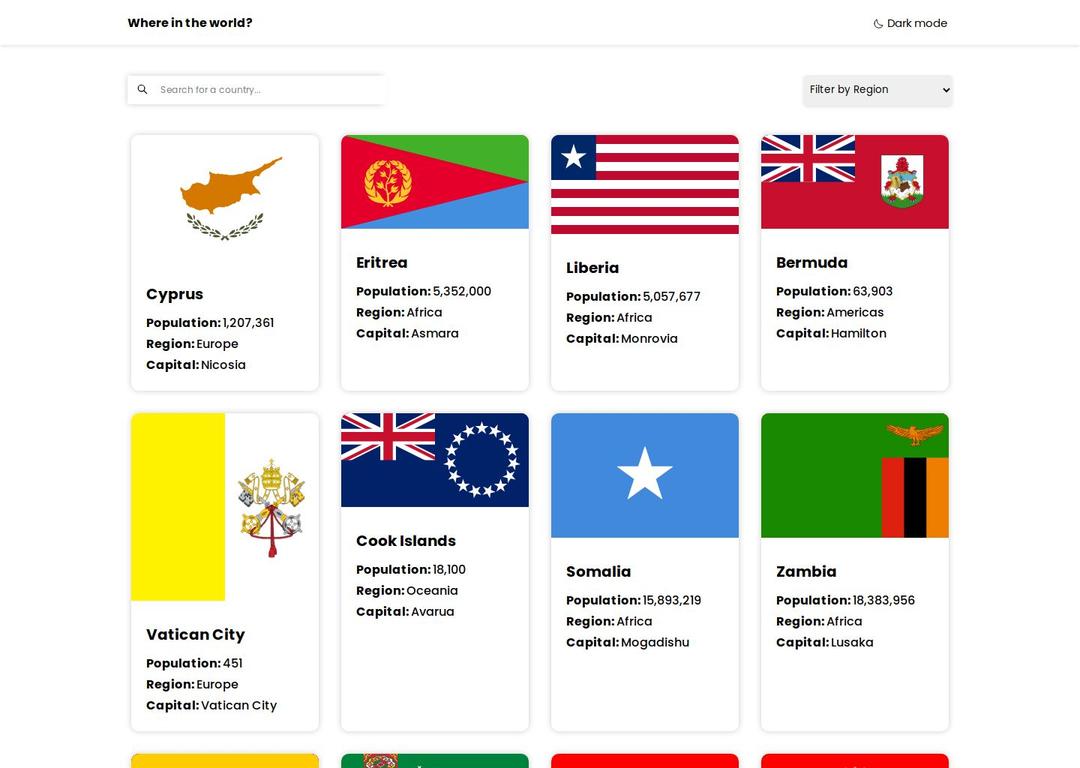Frontend Mentor Countries Of The World Html Css Js Api Coding