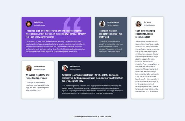 Frontend Mentor Testimonials Section Using Css Grid Coding Challenge