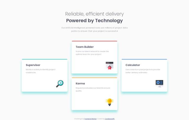 Frontend Mentor Four Card Feature Section Using Html And Css Coding