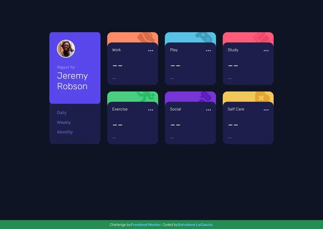Frontend Mentor Time Tracking Dashboard Coding Challenge Solution