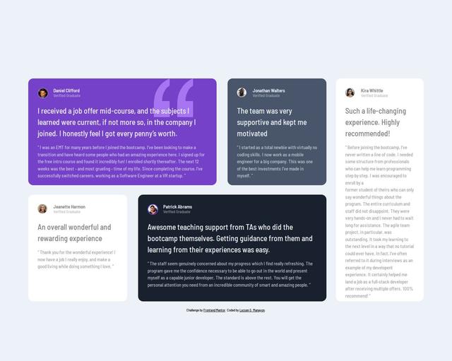 Frontend Mentor Testimonials Grid Section With Css Grid Coding