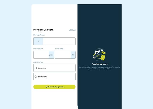 Frontend Mentor Mortgage Repayment Calculator Build With Html Css