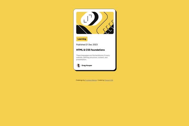 Frontend Mentor Frontend Mentor Blog Preview Card With Pure Html And Css Coding Challenge Solution
