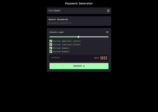 Frontend Mentor Responsive Password Generator With Strength Meter And